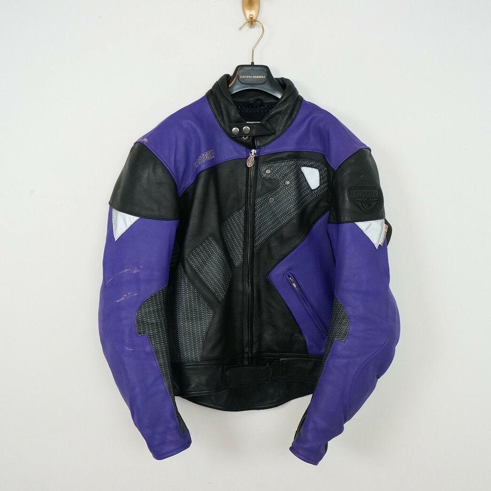 First Gear Mens Motorcycle Jacket Leather Padded - Gem